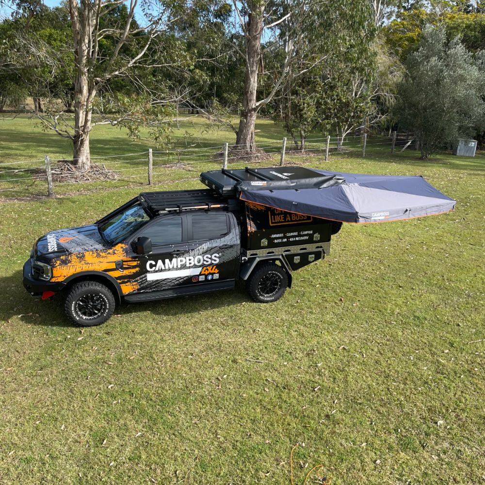 Boss Shadow 270 Standard Awning With Zip Rooftop Tent Entry – CampBoss